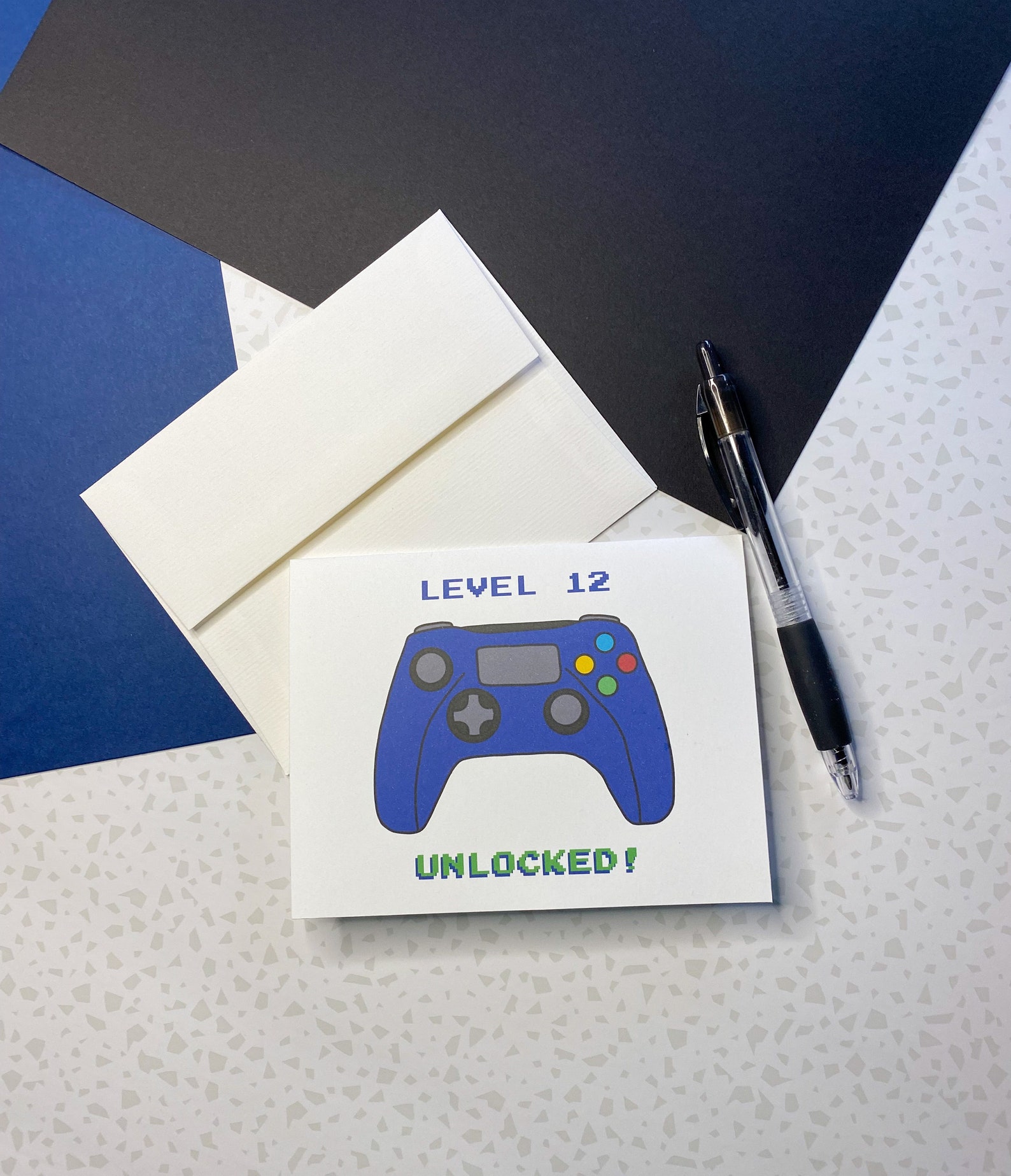 Level Unlocked Blank Greeting Card Birthday Gaming Controller Age ...