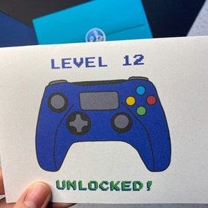 Level Unlocked Blank Greeting Card Birthday Gaming Controller Age ...
