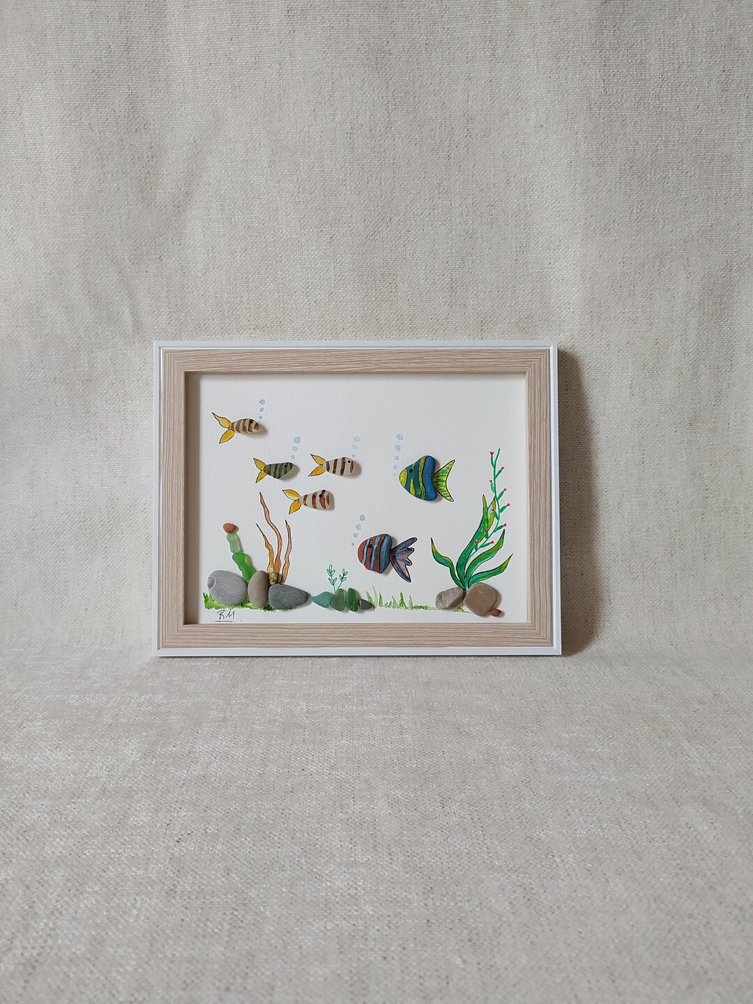 Fish Pebble Art, Fish Pebble, Fish Art Work, Fish Framed, Art Framed ...