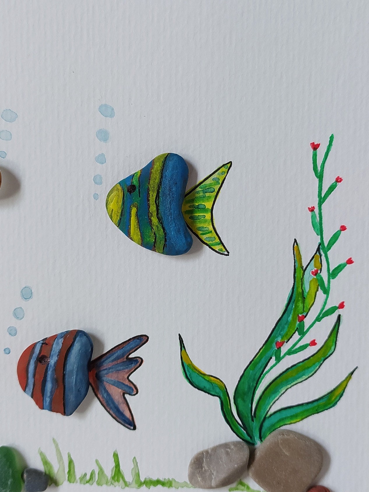 Fish Pebble Art, Fish Pebble, Fish Art Work, Fish Framed, Art Framed ...