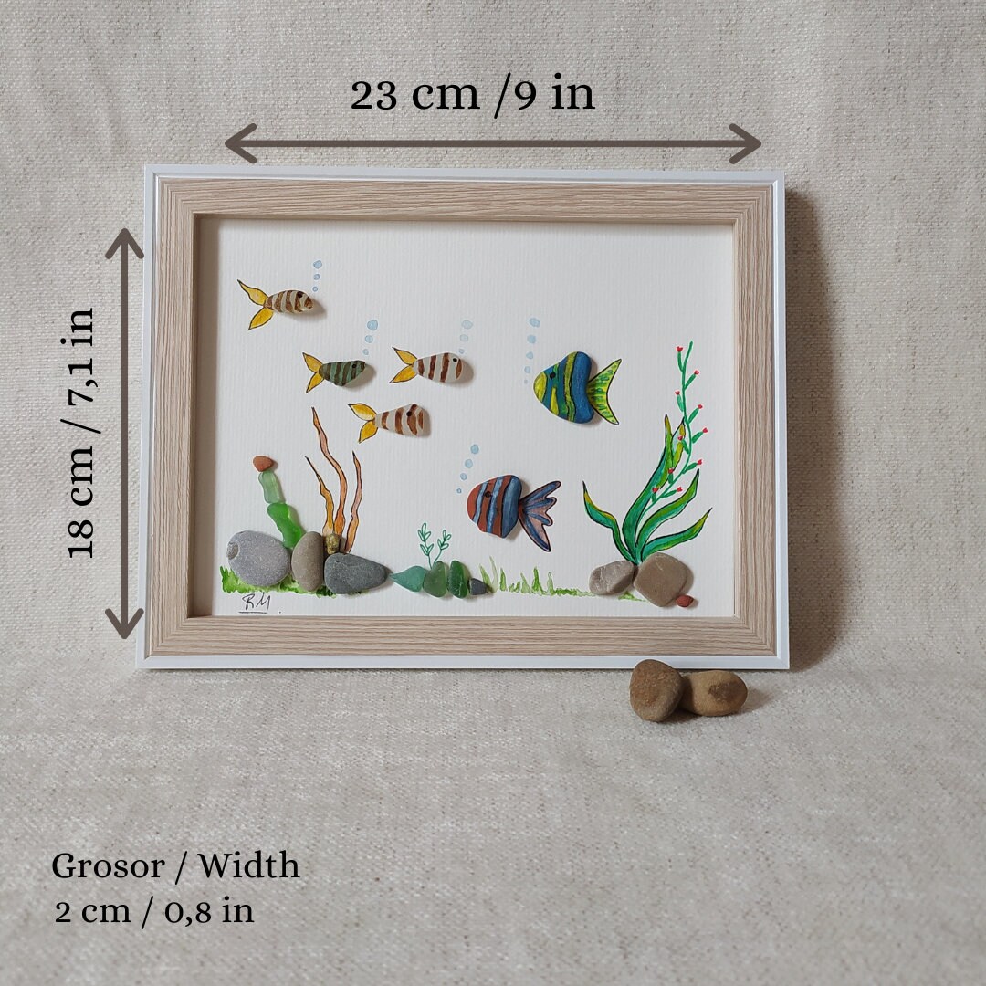 Fish Pebble Art, Fish Pebble, Fish Art Work, Fish Framed, Art Framed ...