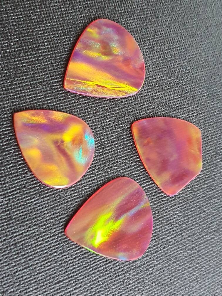 Lollipop Synthetic Opal Pick Hand Cut of 1mm and 2mm Thick. Red Orange ...