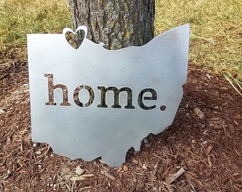Personalized Burlap Look Ohio Home With Family Name Metal Room Sign ...