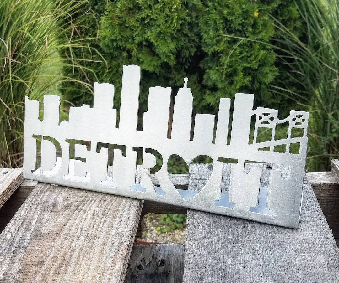 Detroit Sign / Detroit Skyline / Metal Sign / Detroit Skyline Sign ...
