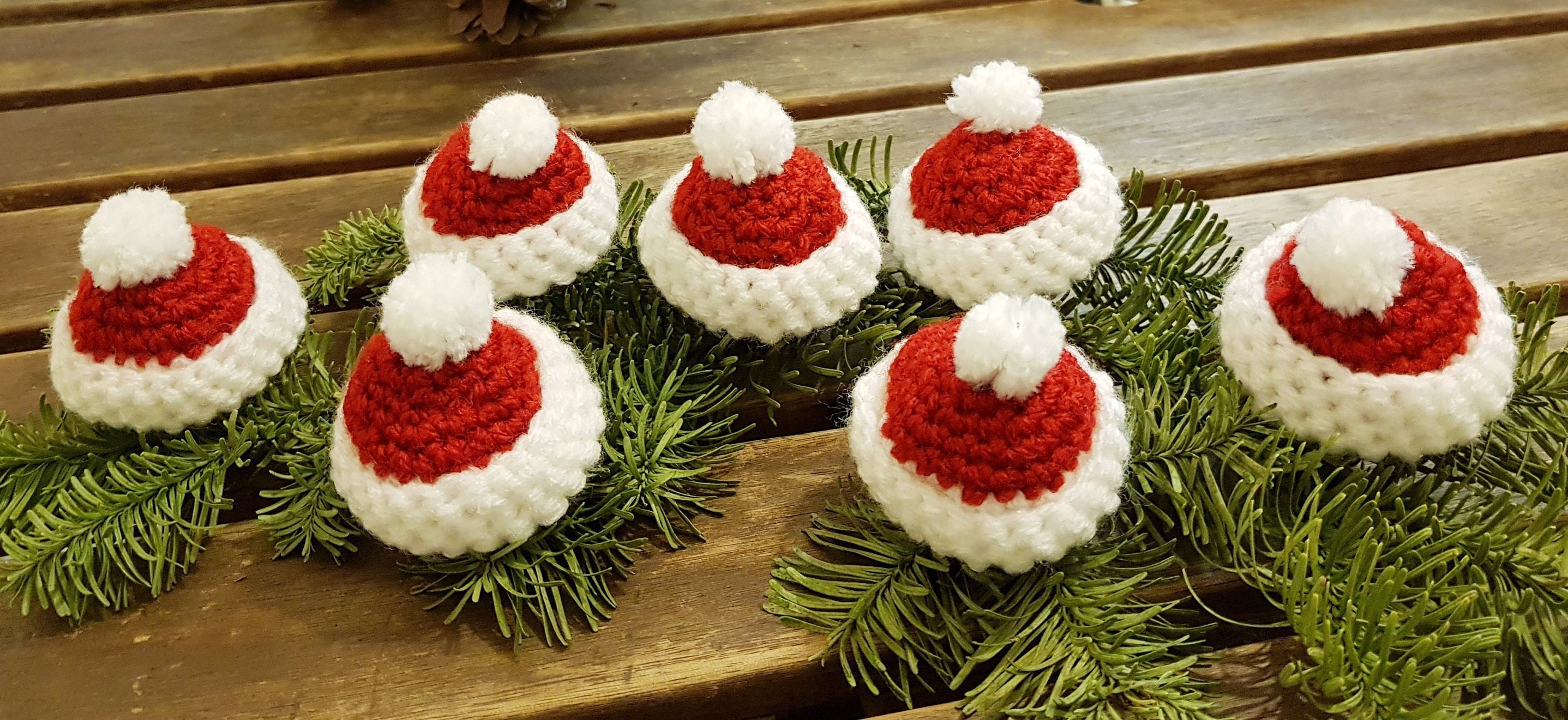 Set of 5 mini Santa hats Christmas decoration miniature | Etsy