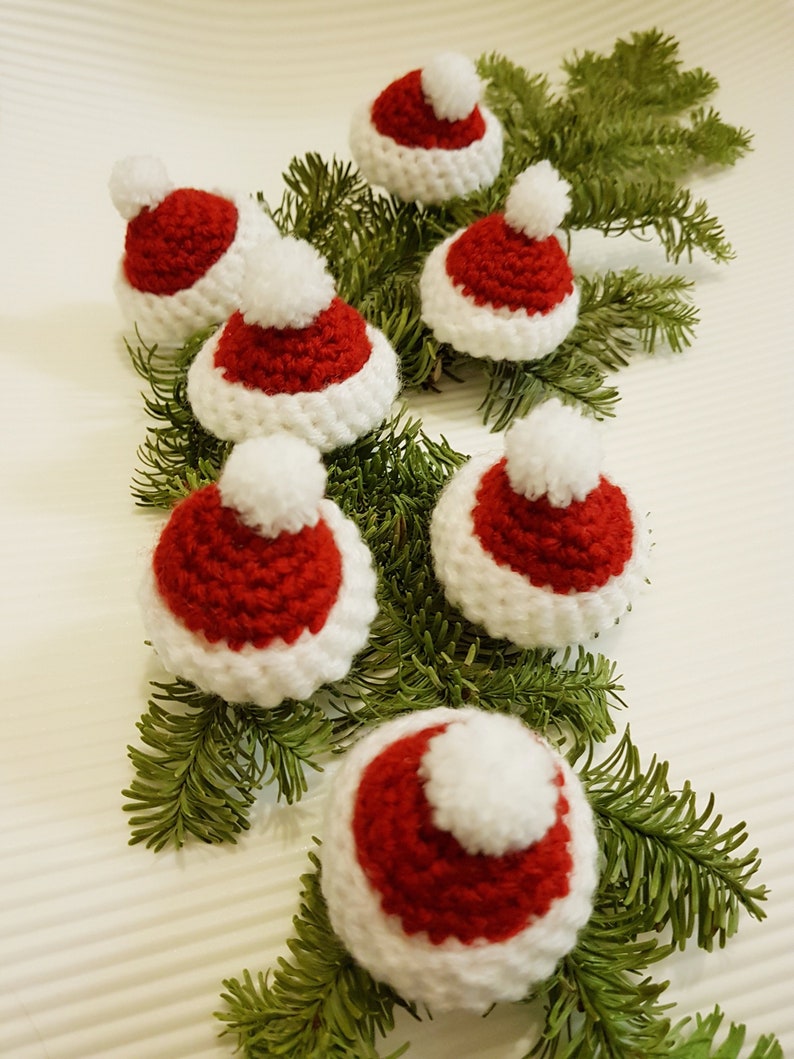 Set of 5 mini Santa hats Christmas decoration miniature | Etsy