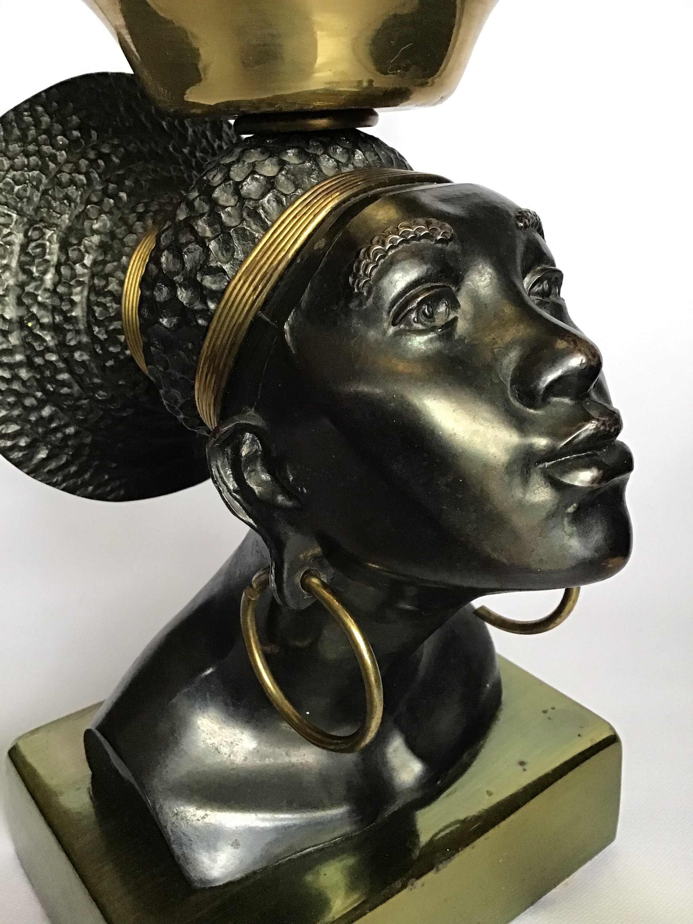 1930s Signed George L Trevino Art Deco Tribal Art African Womans Bust ...
