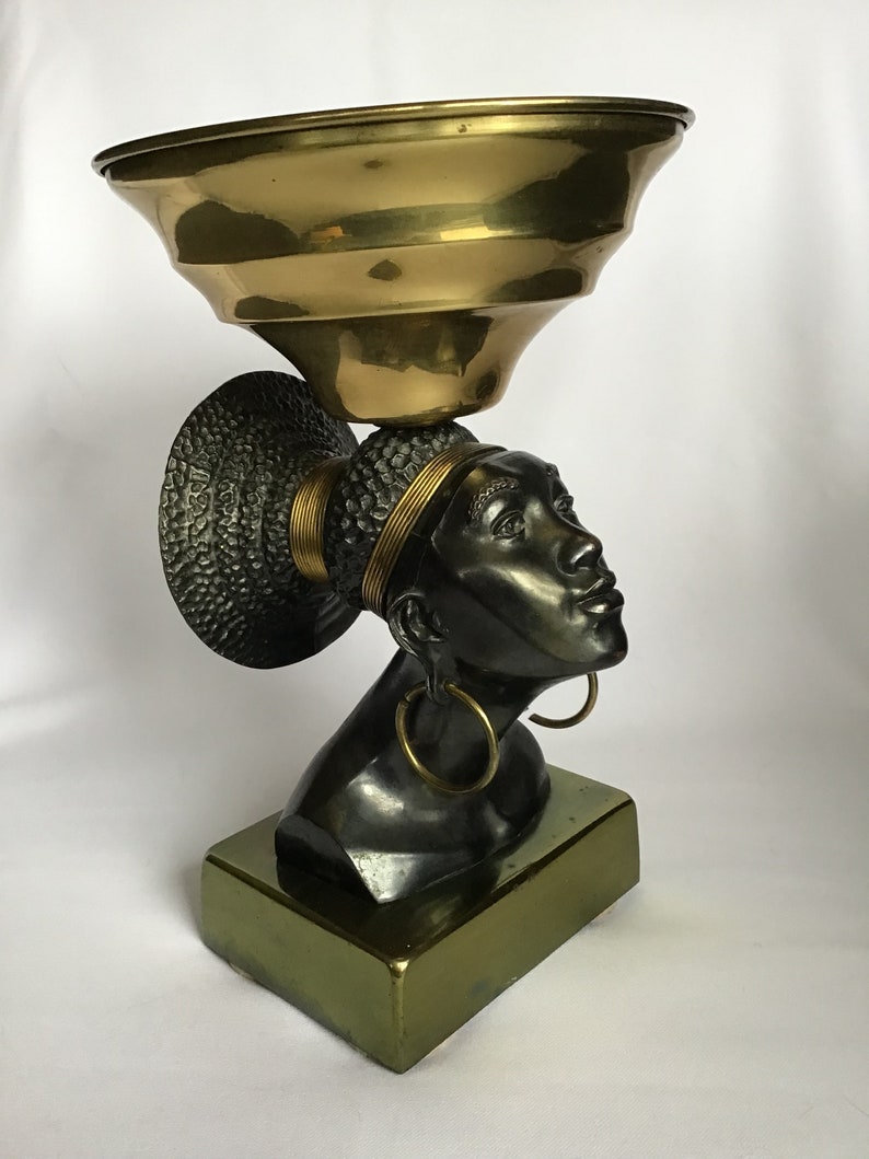 1930s Signed George L Trevino Art Deco Tribal Art African Womans Bust ...