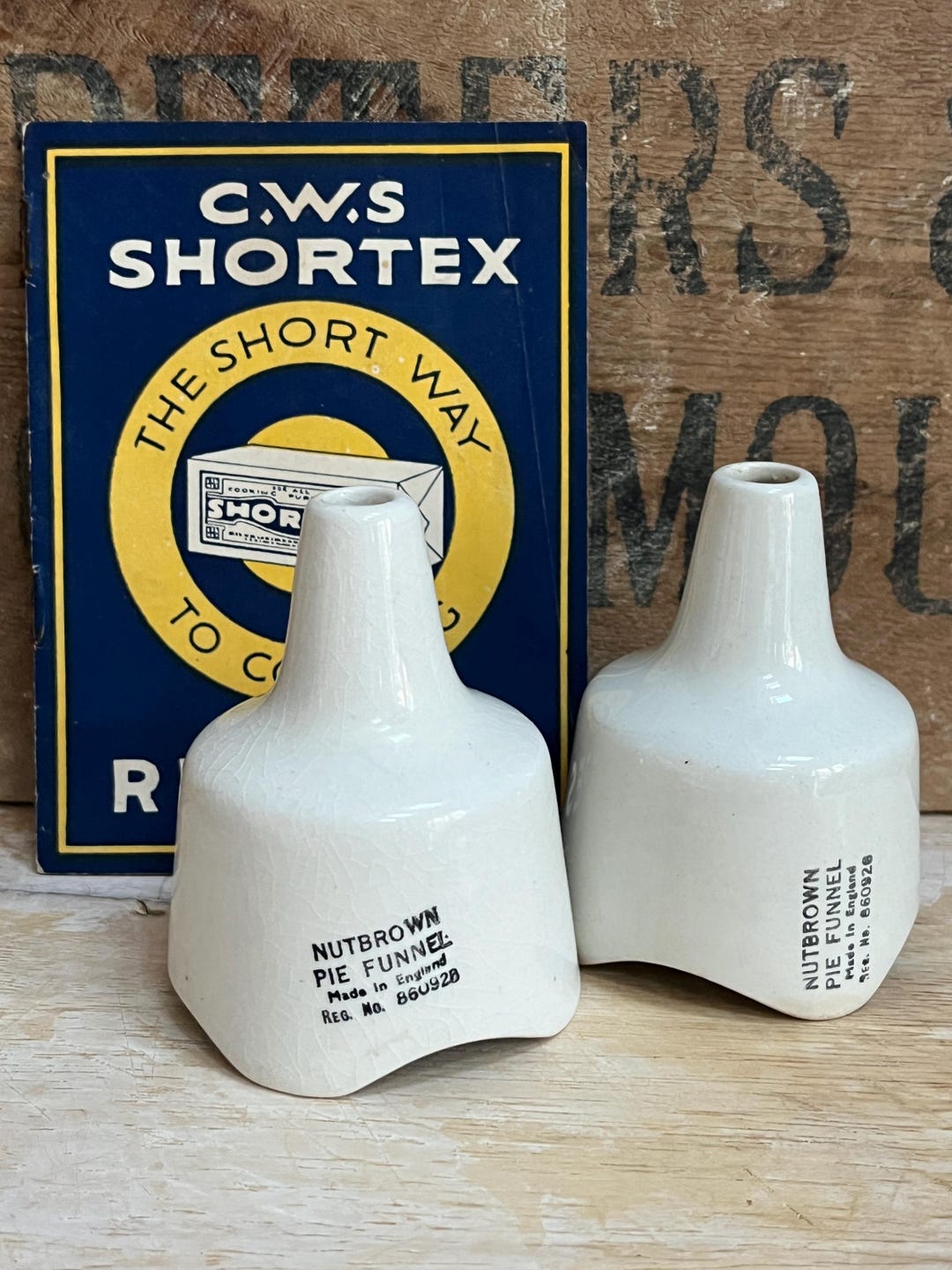 Pair of Vintage 1960s Nutbrown White Ironstone Pie Funnels ~ Vintage ...