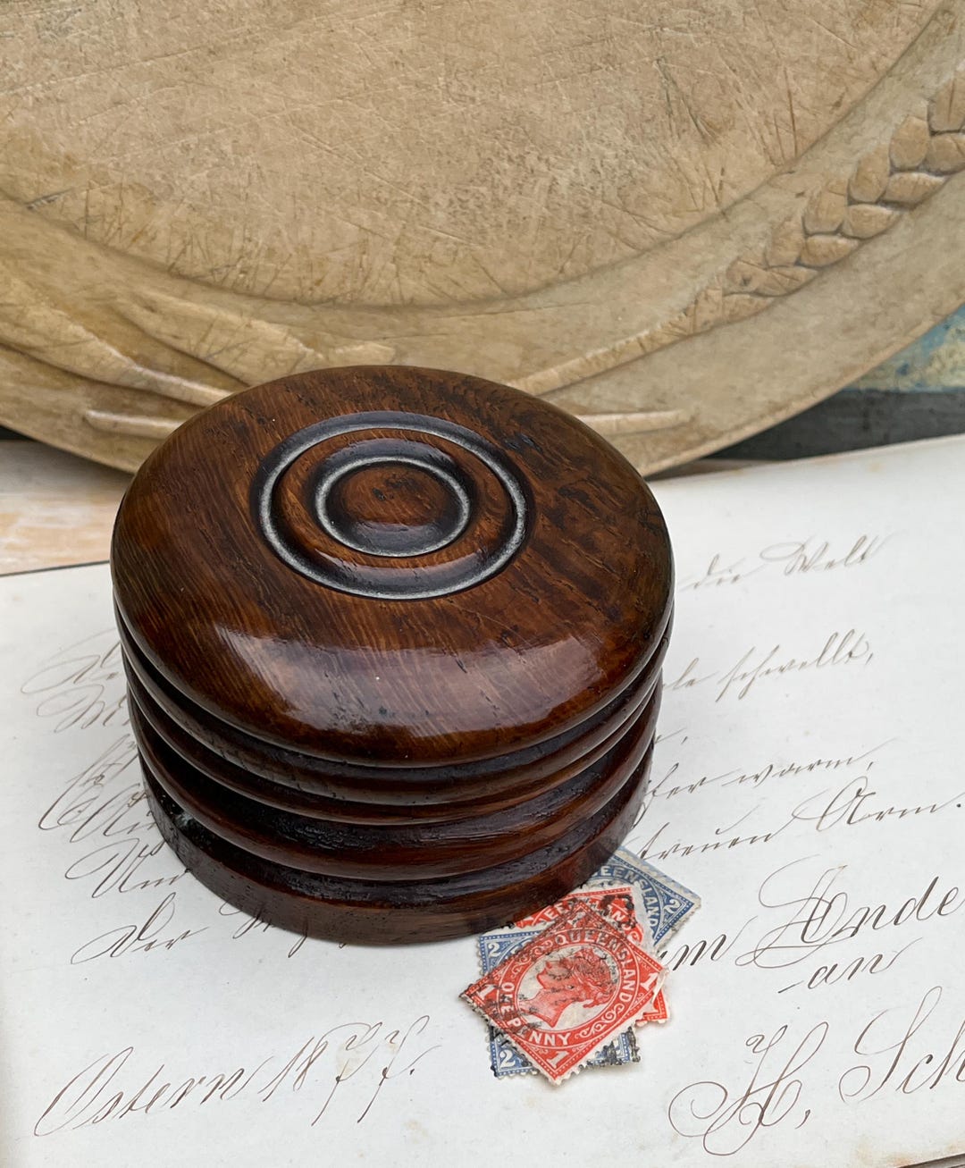 Antique Early 19th C Georgian Turned Oak Treen Circular Tobacco Jar ...
