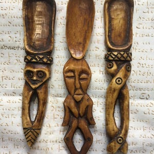 Collection of Antique African Tribal Primitive Hand Carved Bovine Bone ...
