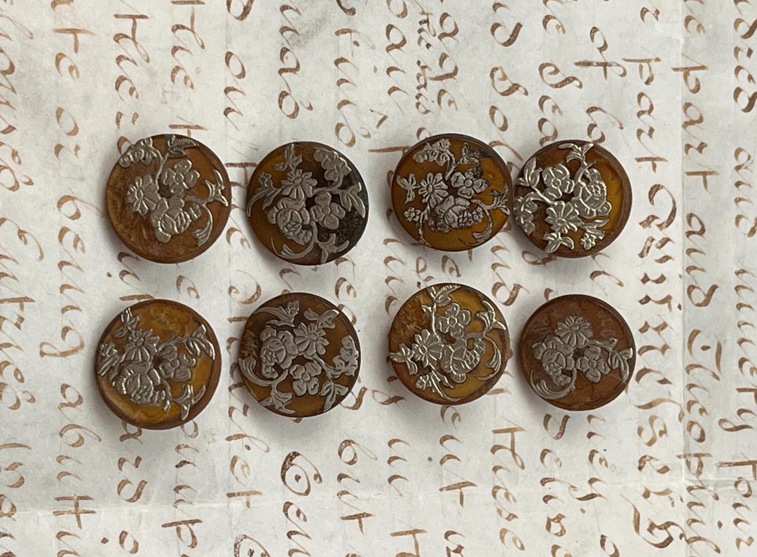 Antique Early 1900's Set 8 Pretty French Faux Tortoise Shell Buttons ...