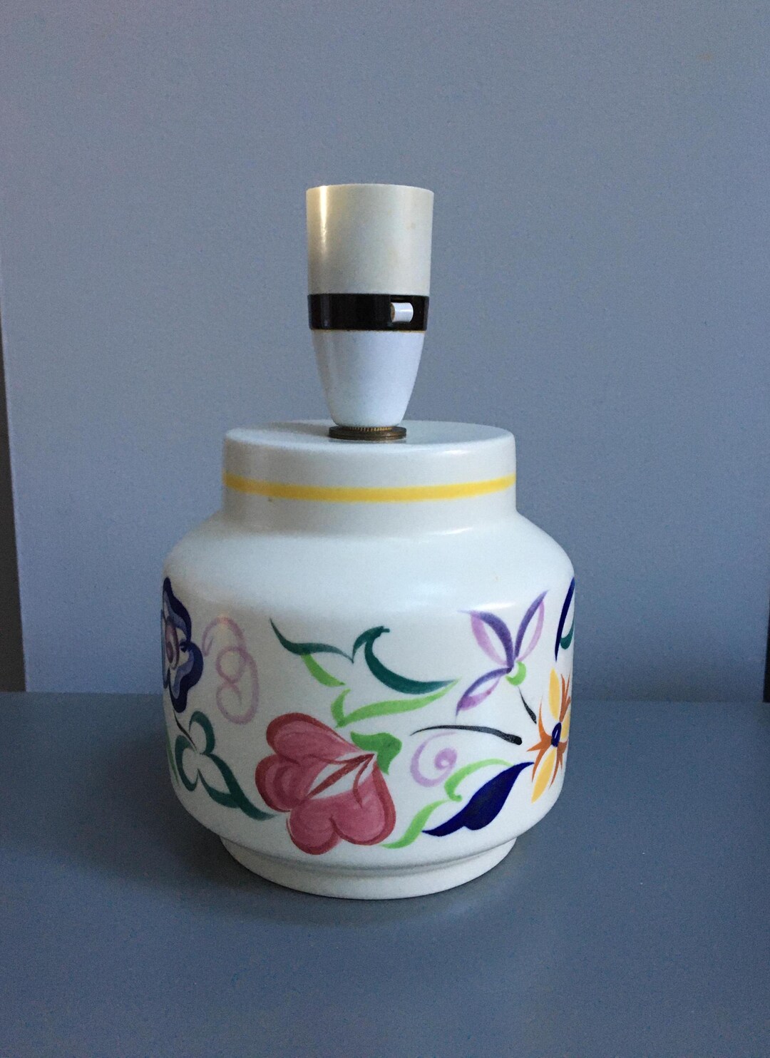 Vintage Retro 1960s Poole Pottery Table Lamp With Hand Painted Stylised ...