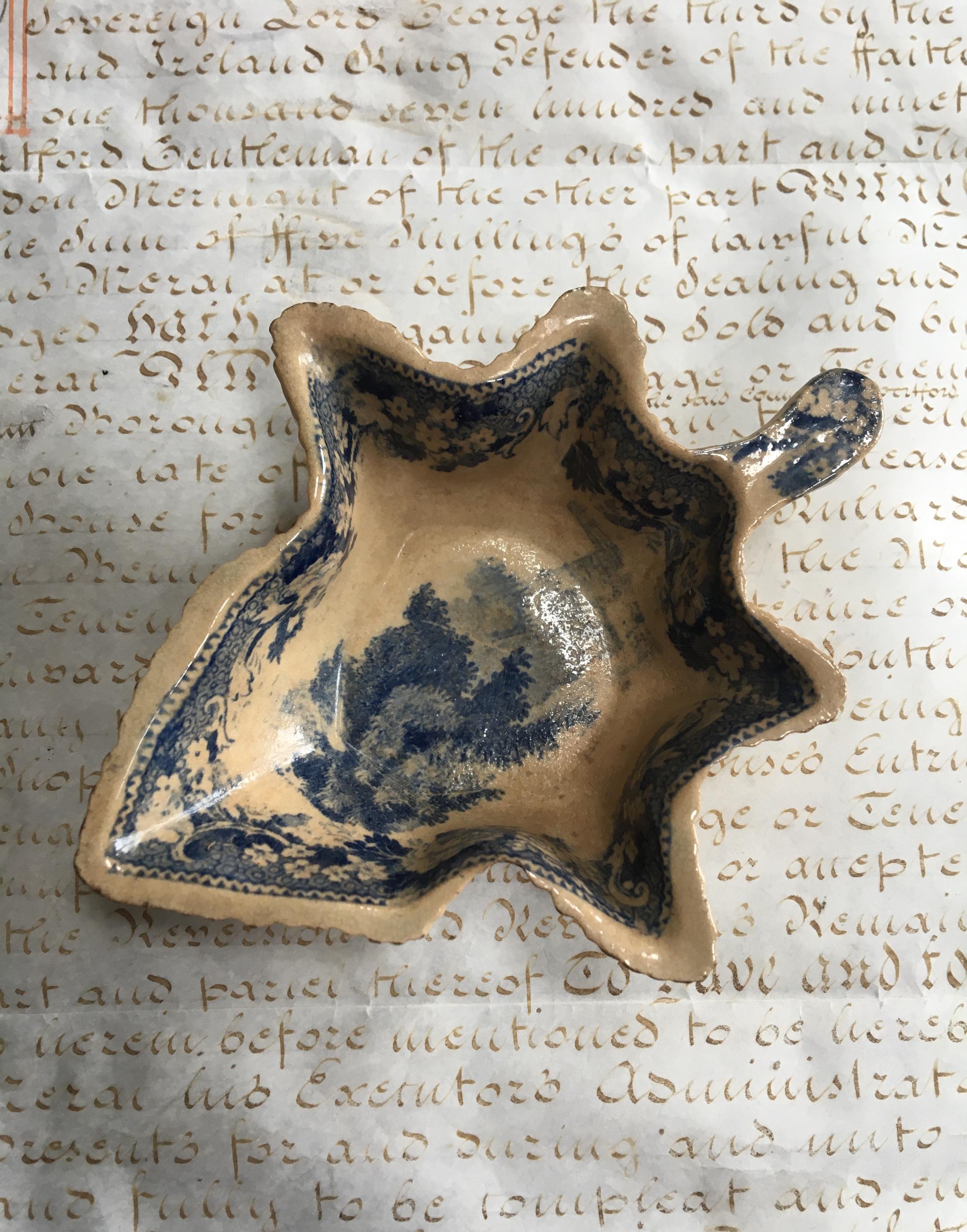 Antique Early 19th C. Staffordshire Pearl Ware Blue & White Leaf Shaped ...