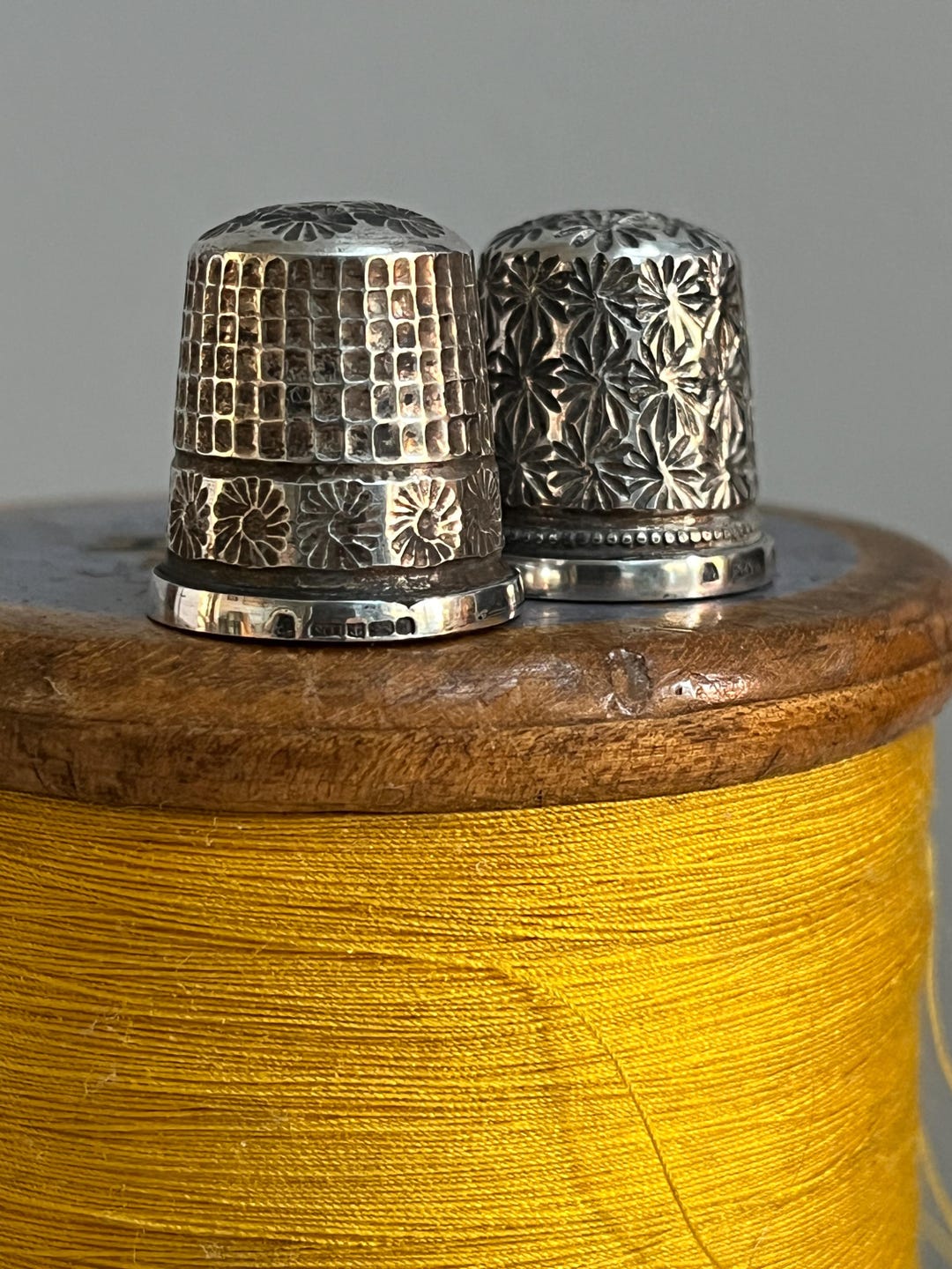 Two Vintage James Swann Silver Hallmarked Thimbles, Bright Cut ...