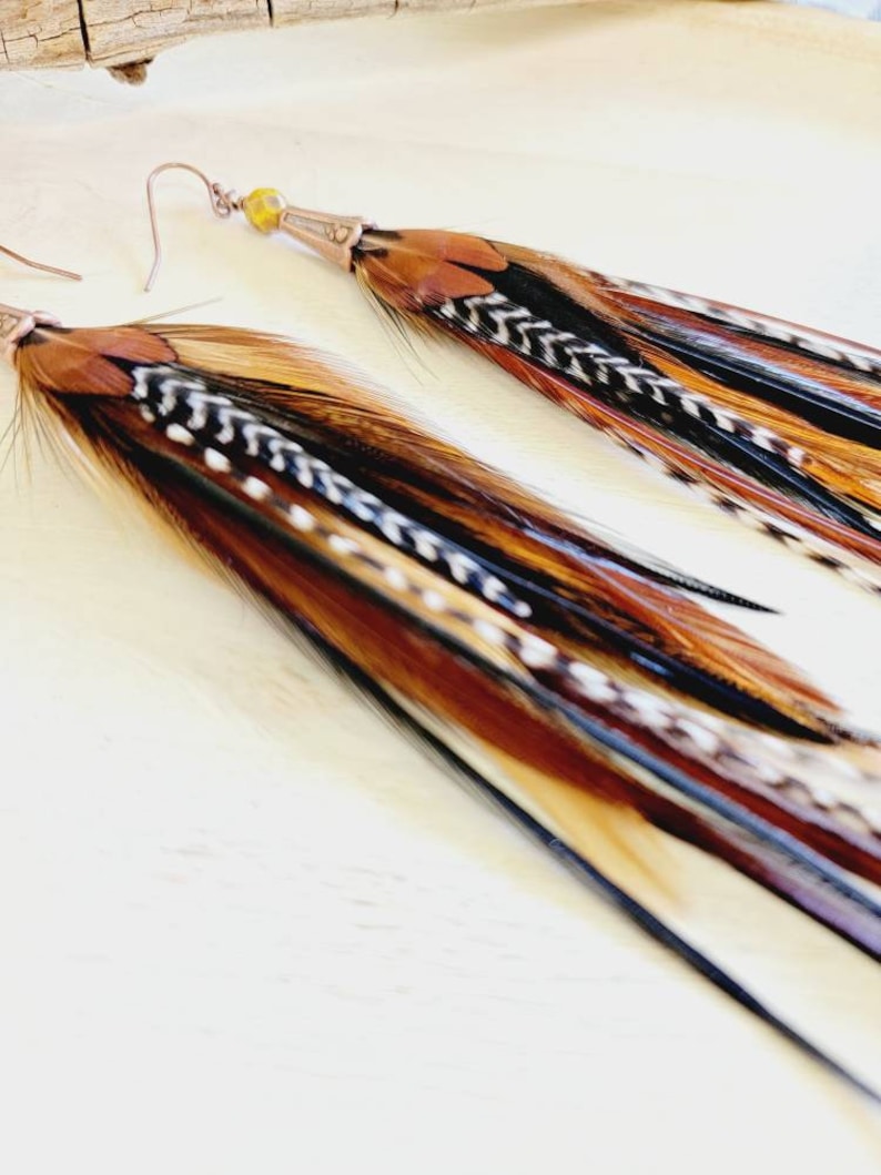 Long Feather Earrings/ Feather Earrings/ Natural Feather - Etsy