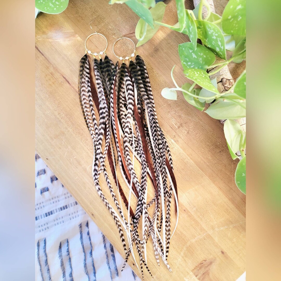 Long Feather Earrings/ Dramatic Earrings/ Statement Earrings/ Boho ...