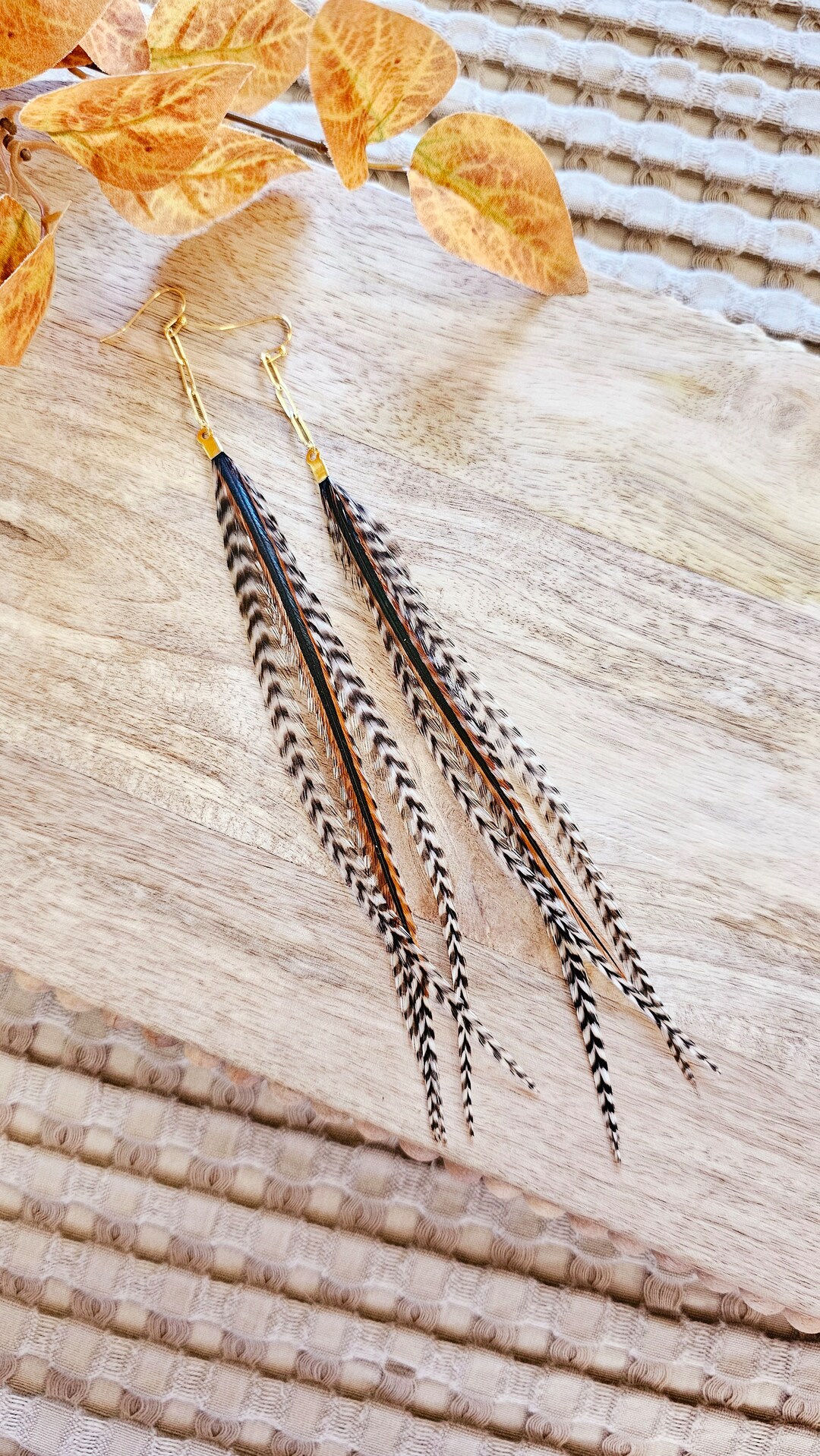 Feather and Chain Earrings, Black Feather Earrings, Bohemian Earrings ...