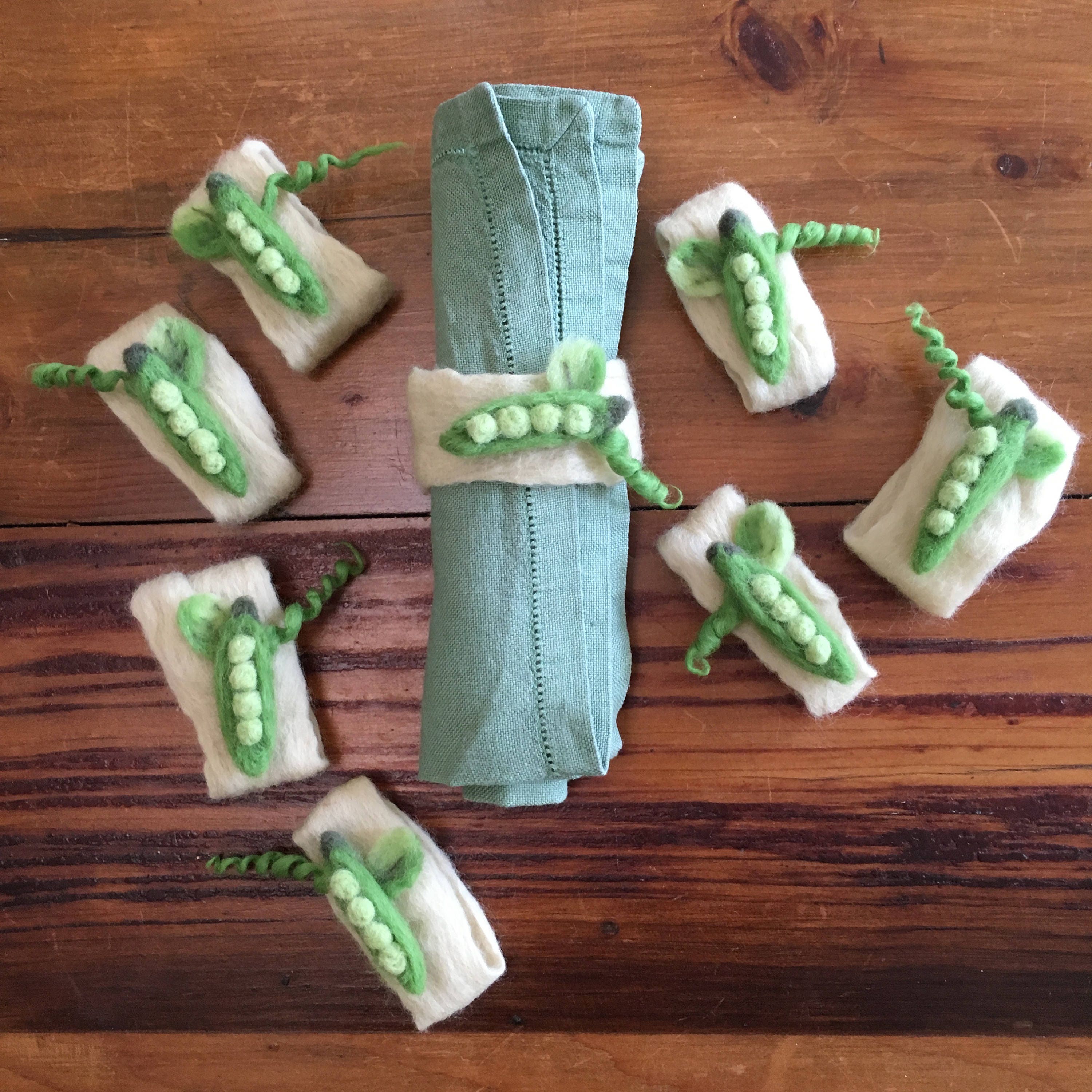 Set of 8 Felted Pea Pod Napkin Rings - Etsy UK