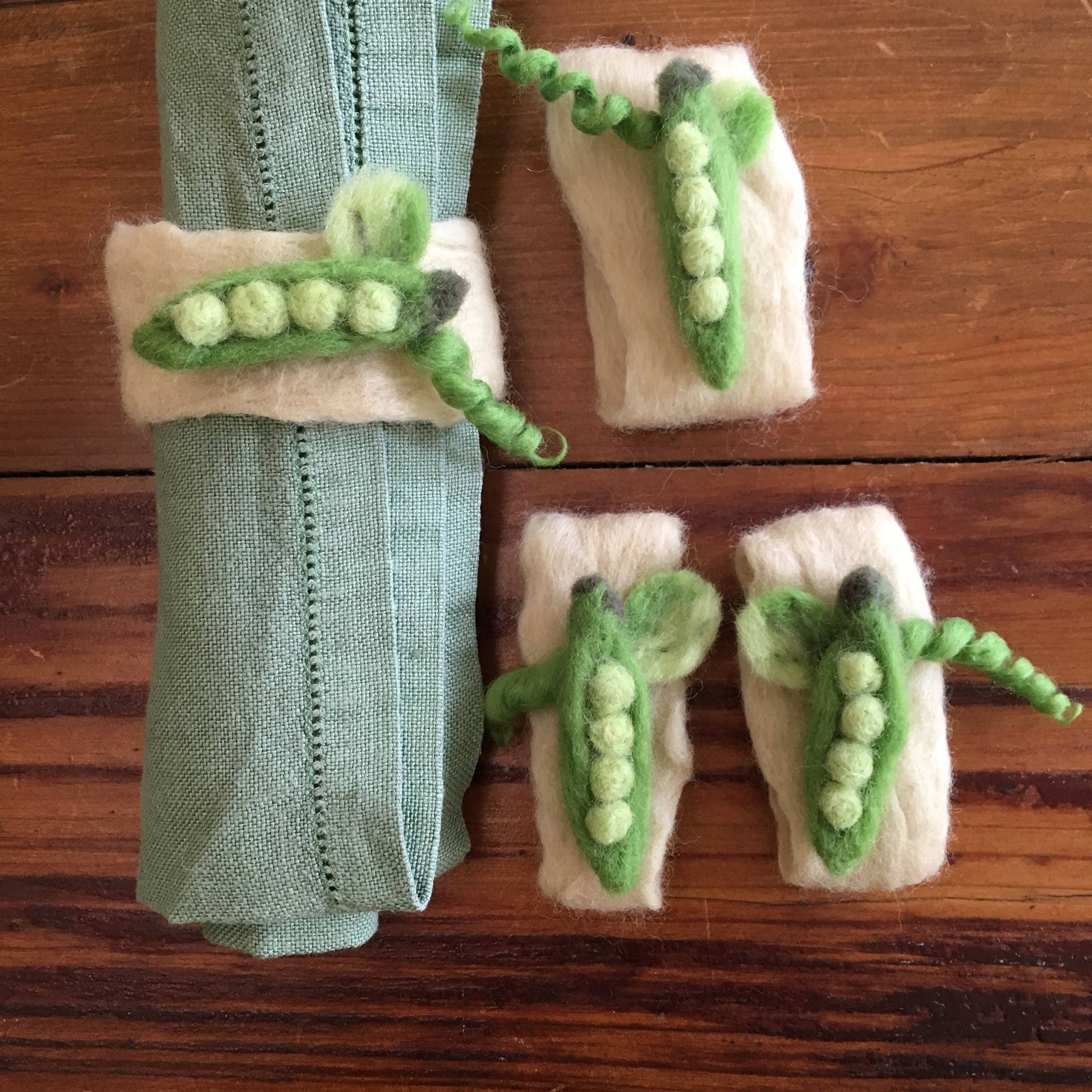 Set of 8 Felted Pea Pod Napkin Rings - Etsy UK