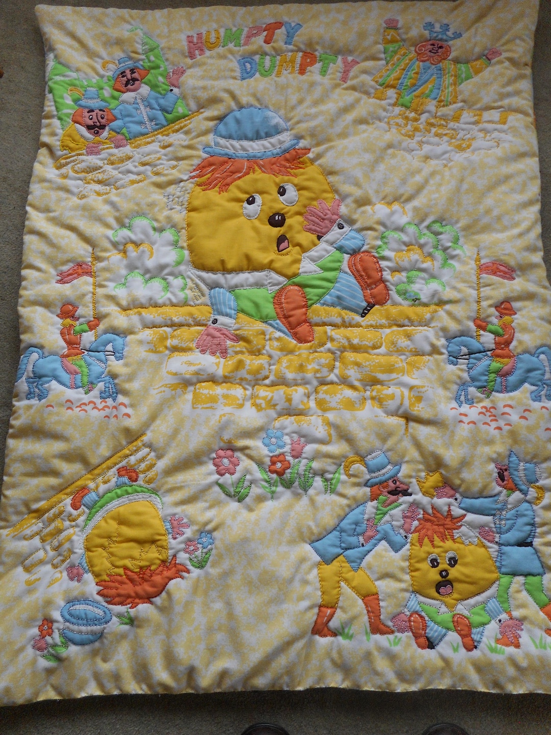 Unique Cot Quilt, Hand Sewn and Embroidered, Panel Bought From USA - Etsy