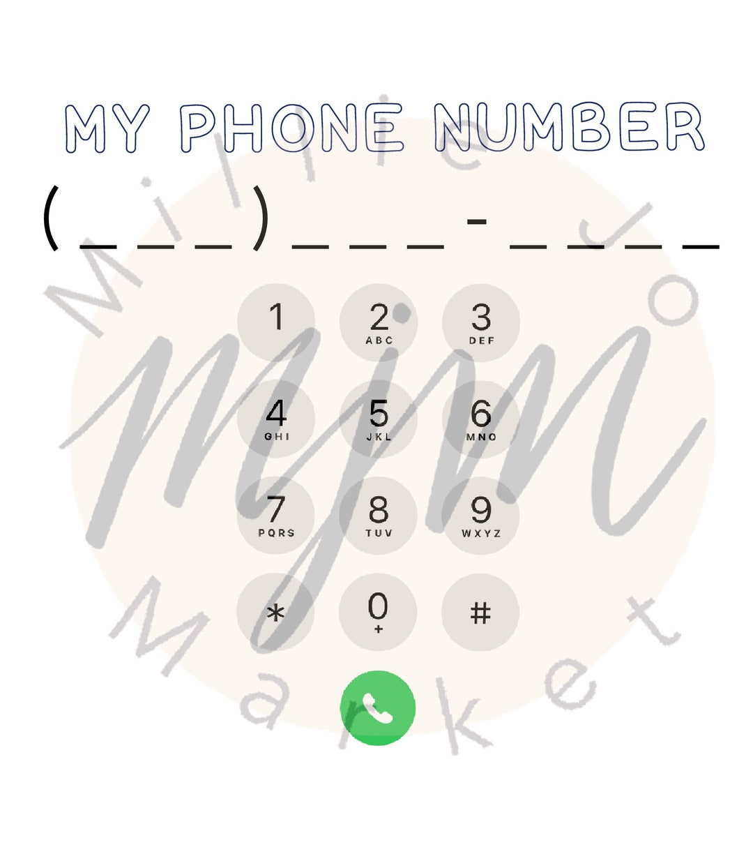 Simple Toddler Phone Number Printable - Etsy