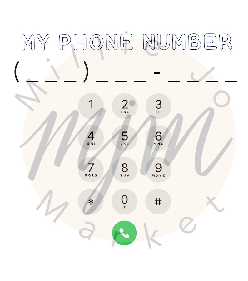 Simple Toddler Phone Number Printable - Etsy