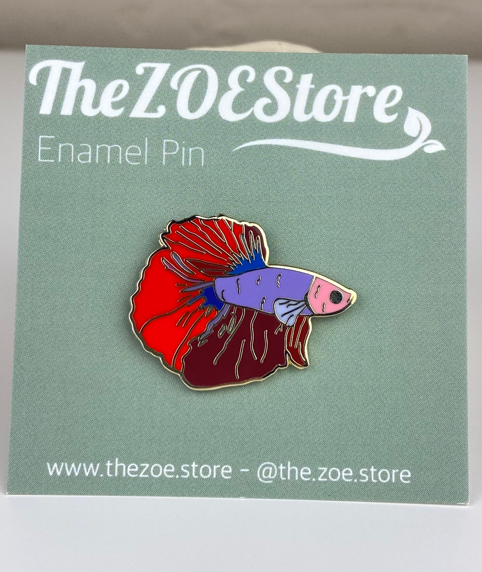 Betta Fish Enamel Pin Gold Hard Enamel Pin Red and Blue | Etsy