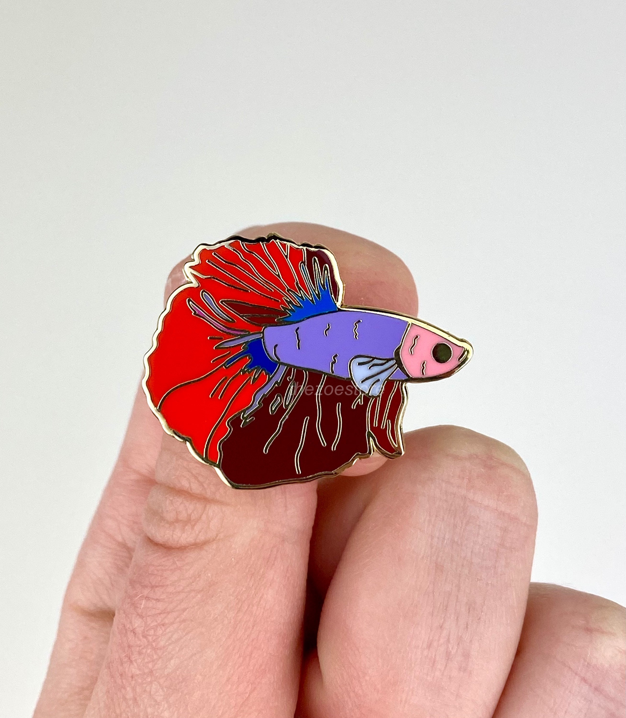 Betta Fish Enamel Pin Gold Hard Enamel Pin Red and Blue - Etsy