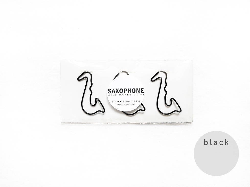 SAXOPHONE Shaped Wire Paper Clips 3 Pack in Assorted Colors (1" X 1.5 ...