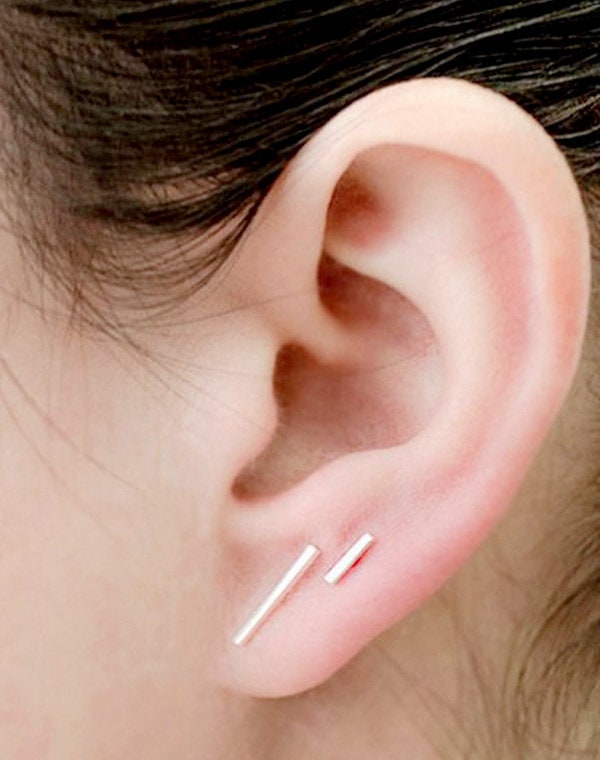 RAISING THE BAR Minimalist Earrings 3 Pair Set black Gold - Etsy