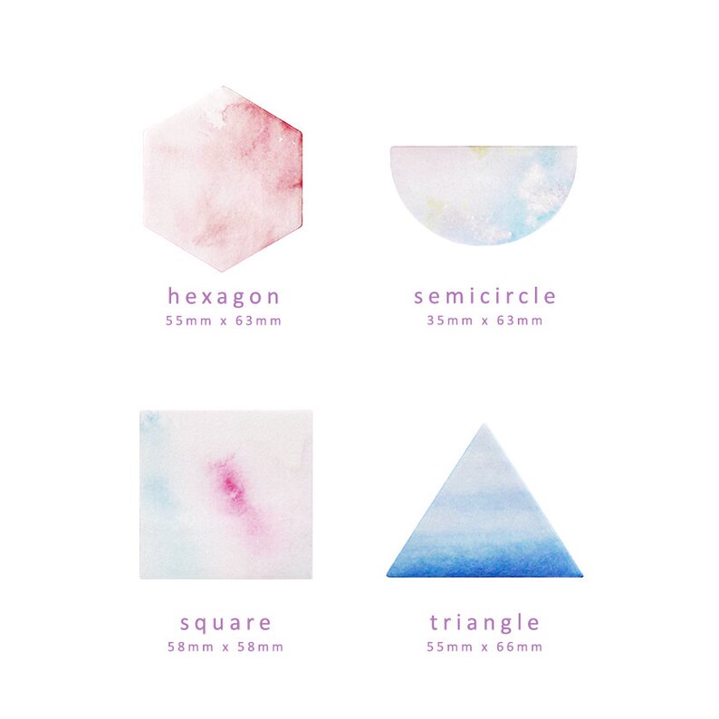 WATERCOLOR GEOMETRIC (triangle, Hexagon, Semicircle, Square) Shaped ...