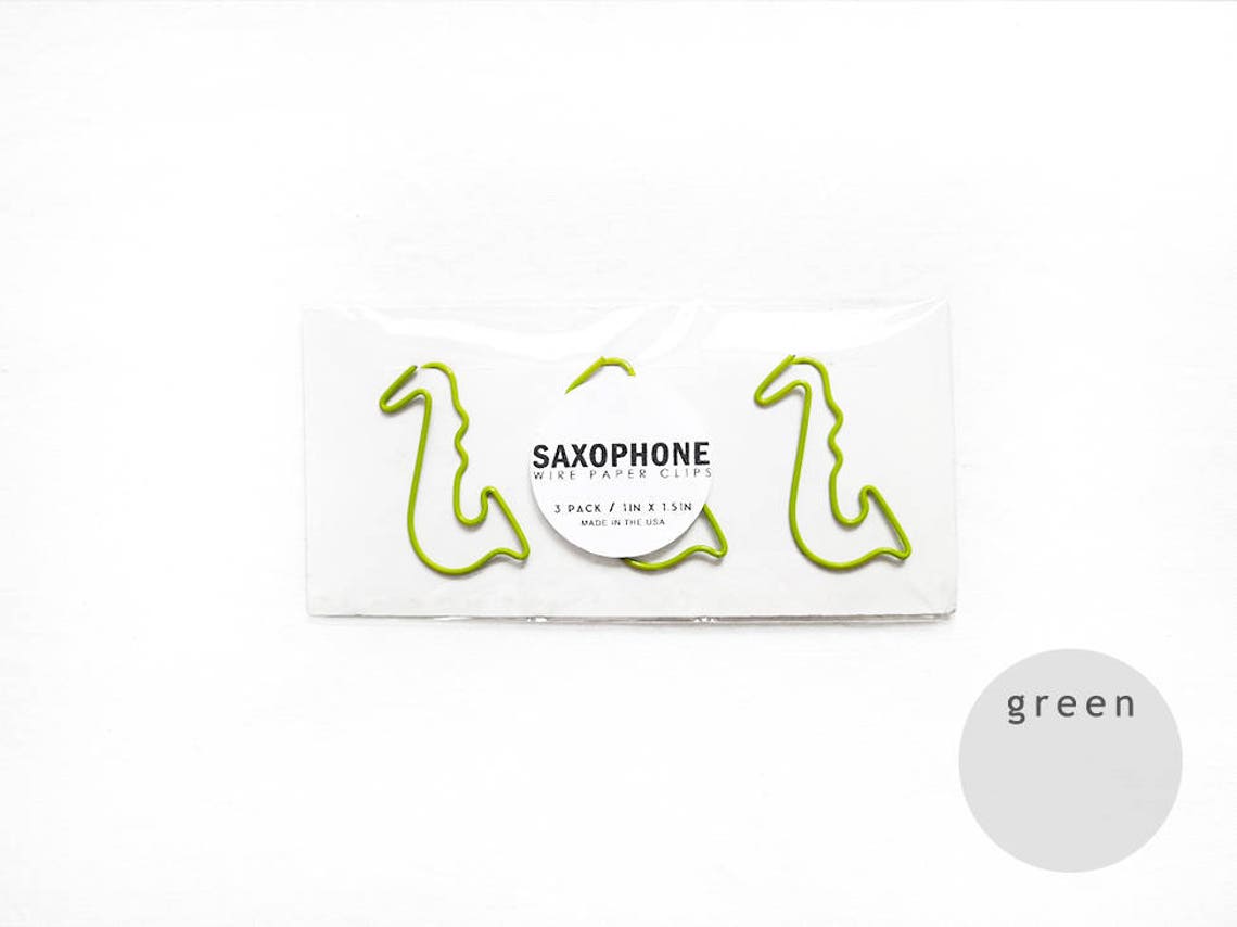 SAXOPHONE Shaped Wire Paper Clips 3 Pack in Assorted Colors (1" X 1.5 ...