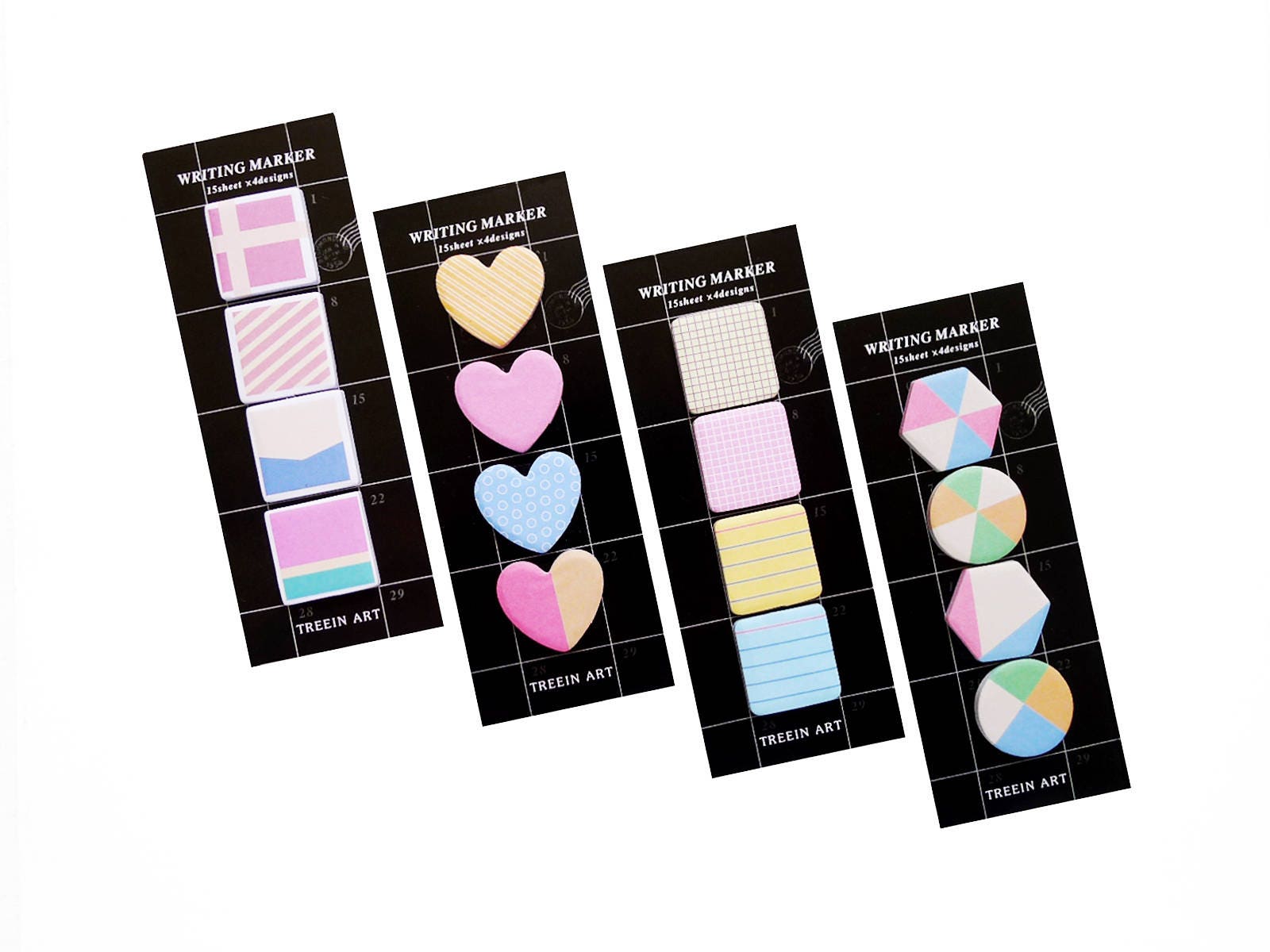 WRITING MARKER Small Sticky Notes in Assorted Colors & Shapes (squares ...