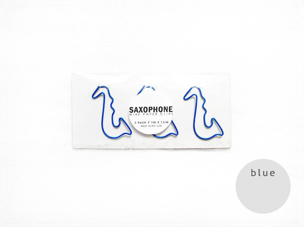 SAXOPHONE Shaped Wire Paper Clips 3 Pack in Assorted Colors (1" X 1.5 ...