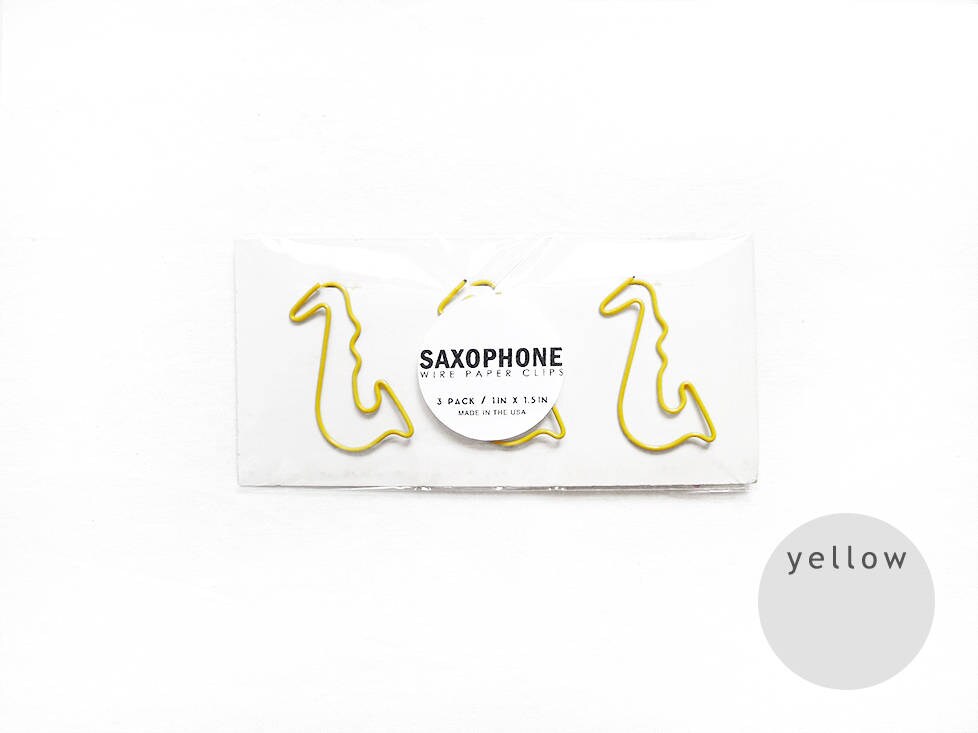 SAXOPHONE Shaped Wire Paper Clips 3 Pack in Assorted Colors (1" X 1.5 ...
