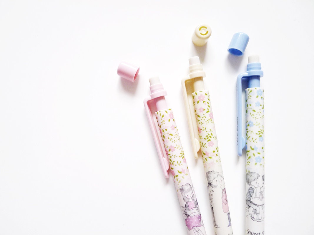 SWEET SECRET Eraser Top 0.5mm Retractable Tip Mechanical Lead Pencils 3 ...
