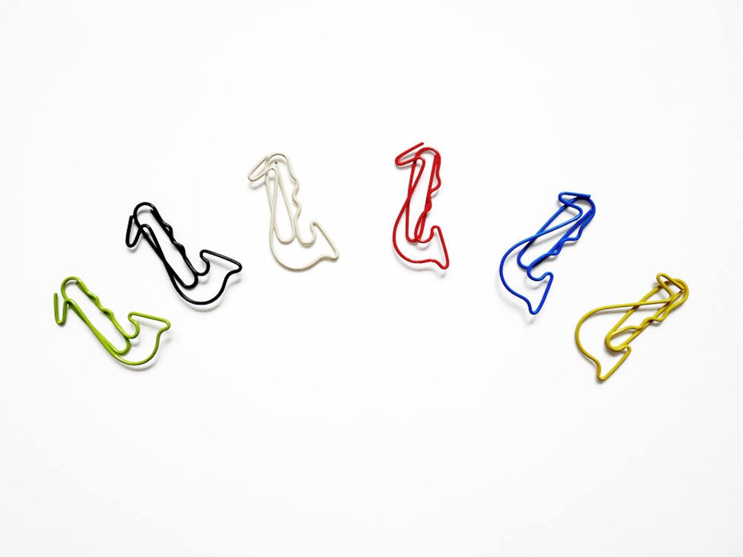 SAXOPHONE Shaped Wire Paper Clips 3 Pack in Assorted Colors (1" X 1.5 ...