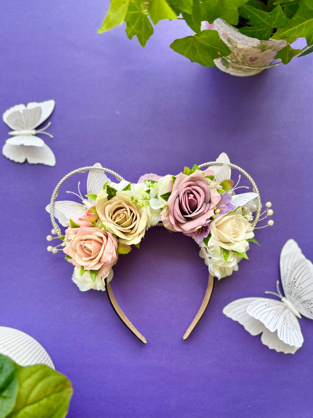 Butterfly Dream Disney Ears / Floral Mickey Ears / Flower - Etsy