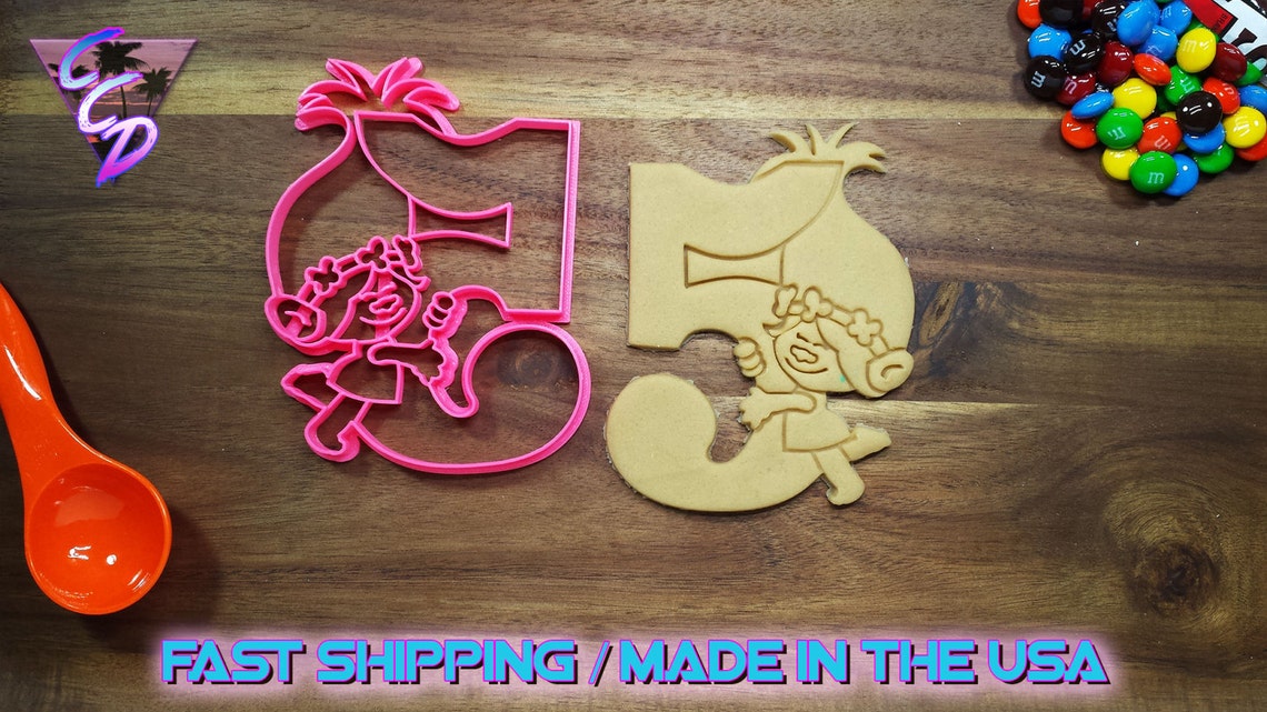 Trolls Princess Poppy Cookie Cutter Holding the Number 2 3 - Etsy