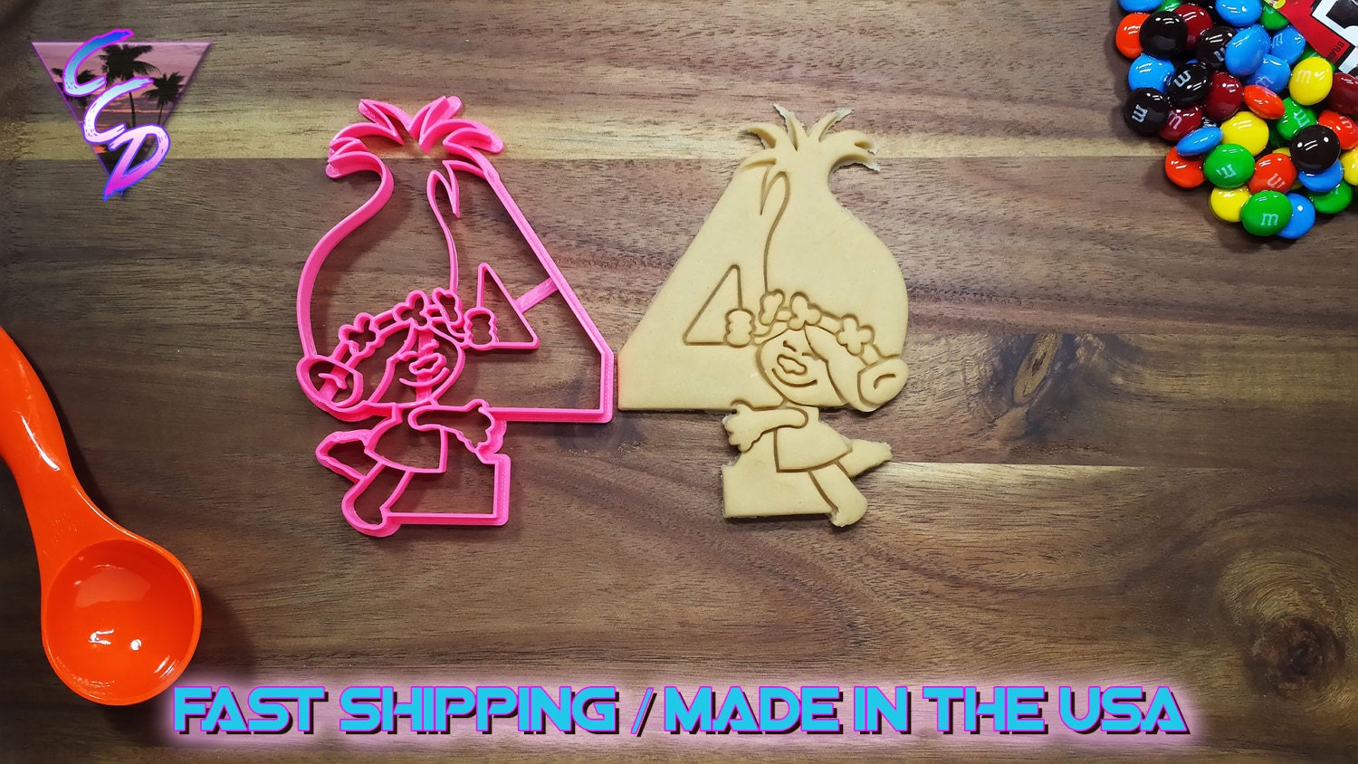 Trolls Princess Poppy Cookie Cutter holding the number 2 34 | Etsy