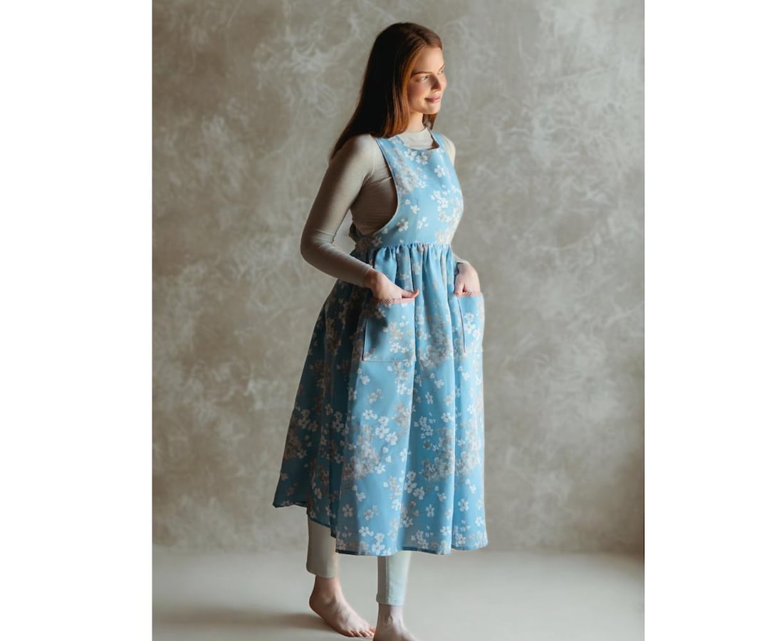 Handmade Wrap-around Apron Dress: Adjustable Pinafore With Pockets - Etsy