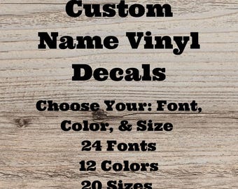 CUSTOM Vinyl Decals (name, Word, Labels, Organization) - Etsy