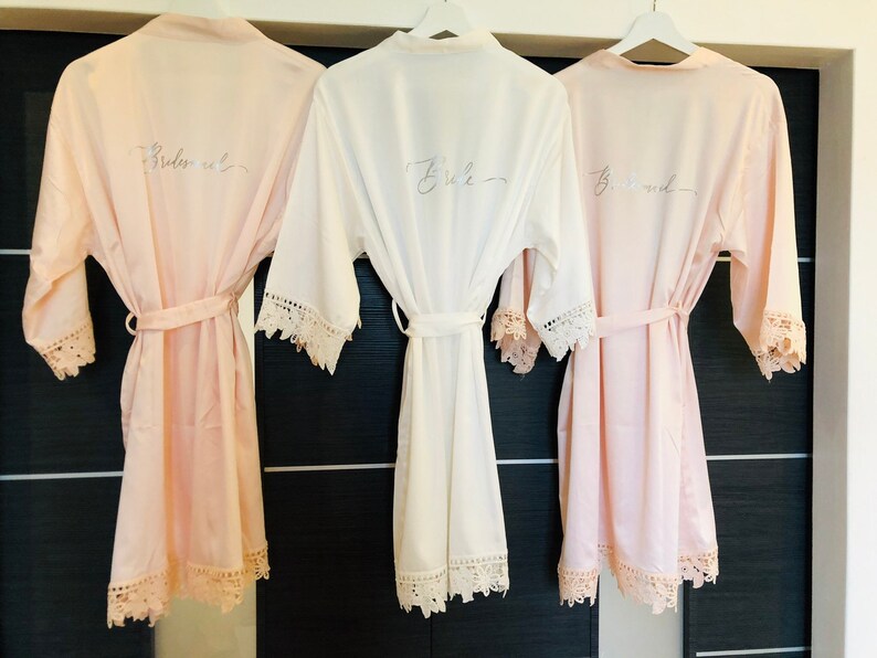 Rose gold lace wedding robe personalised bridal gown silk | Etsy