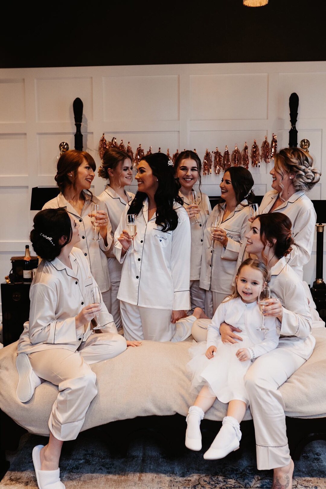 Satin Pyjamas, Personalised Pyjamas for Bridesmaids, Long Sleeve With ...