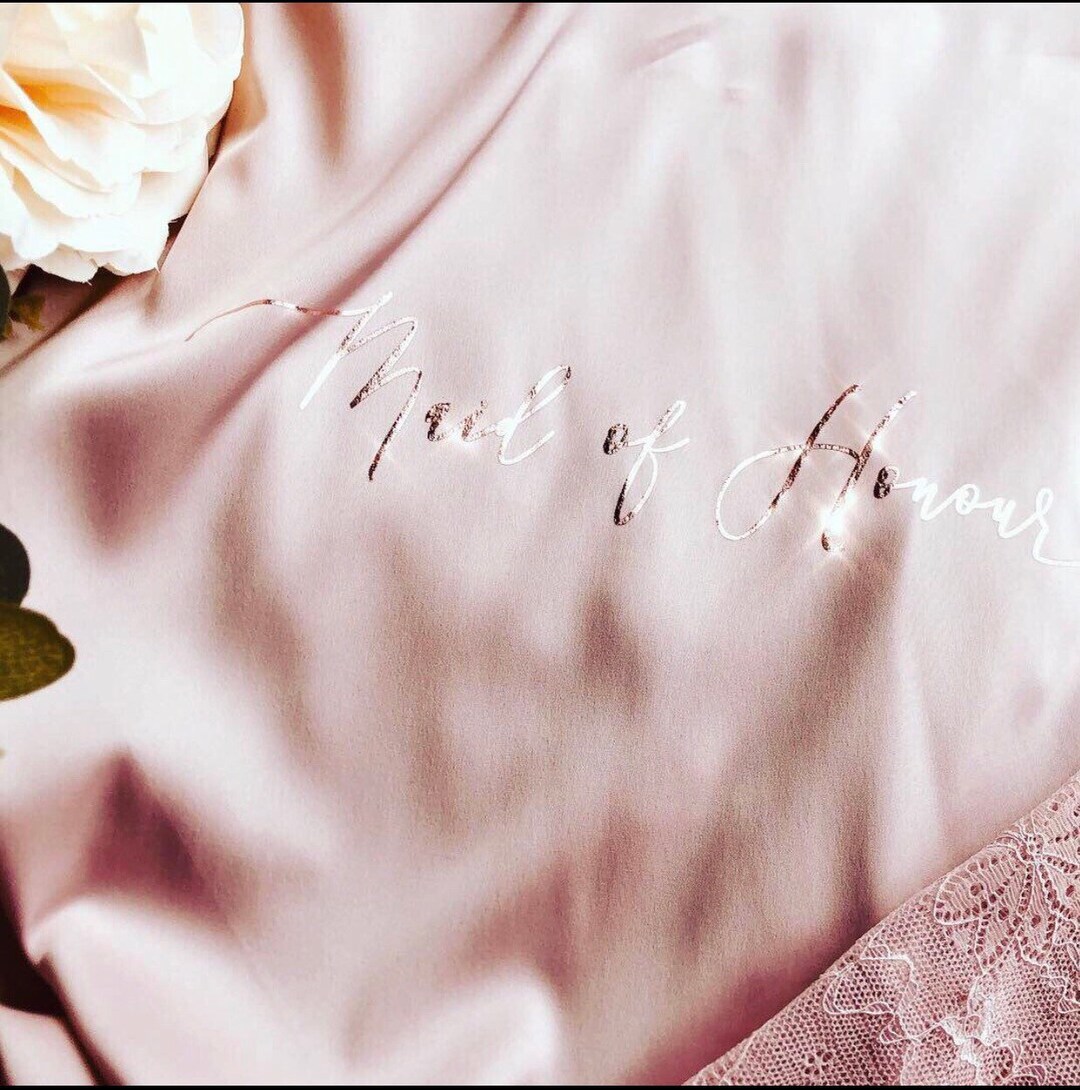 Rose Gold, Lace Wedding Robe, Personalised, Bridal Gown, Silk Bride ...