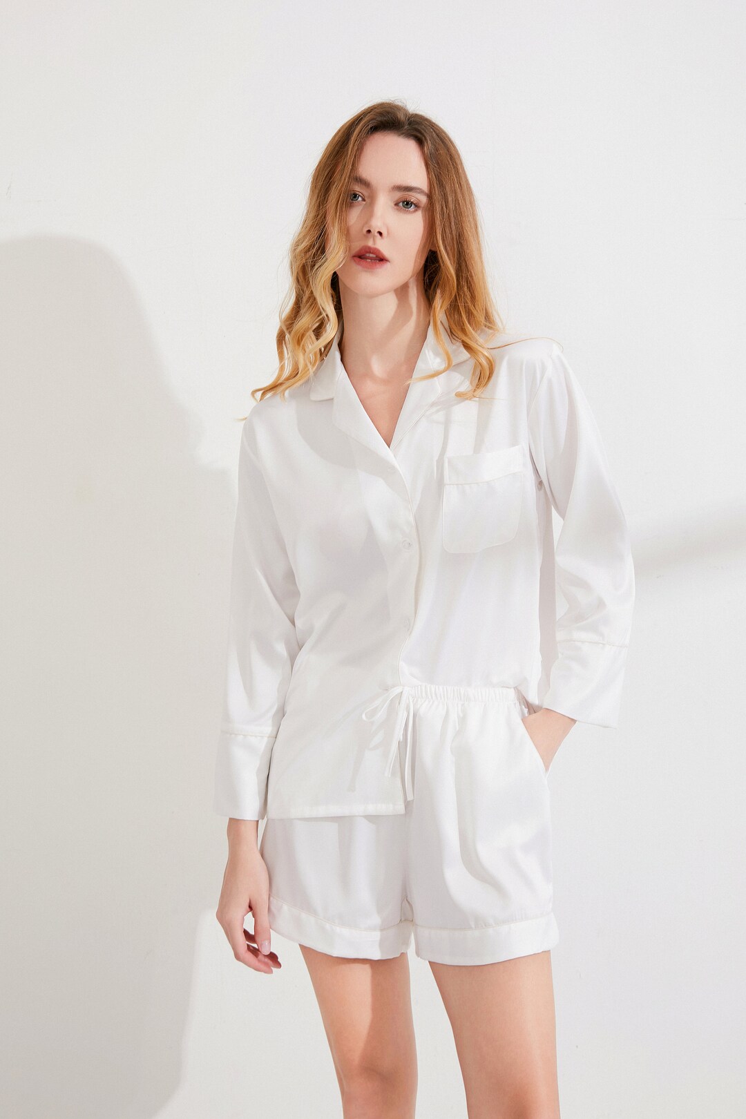 White Satin Pyjamas, Wedding Pyjamas, Personalised Pjs, Bridesmaid Pjs ...