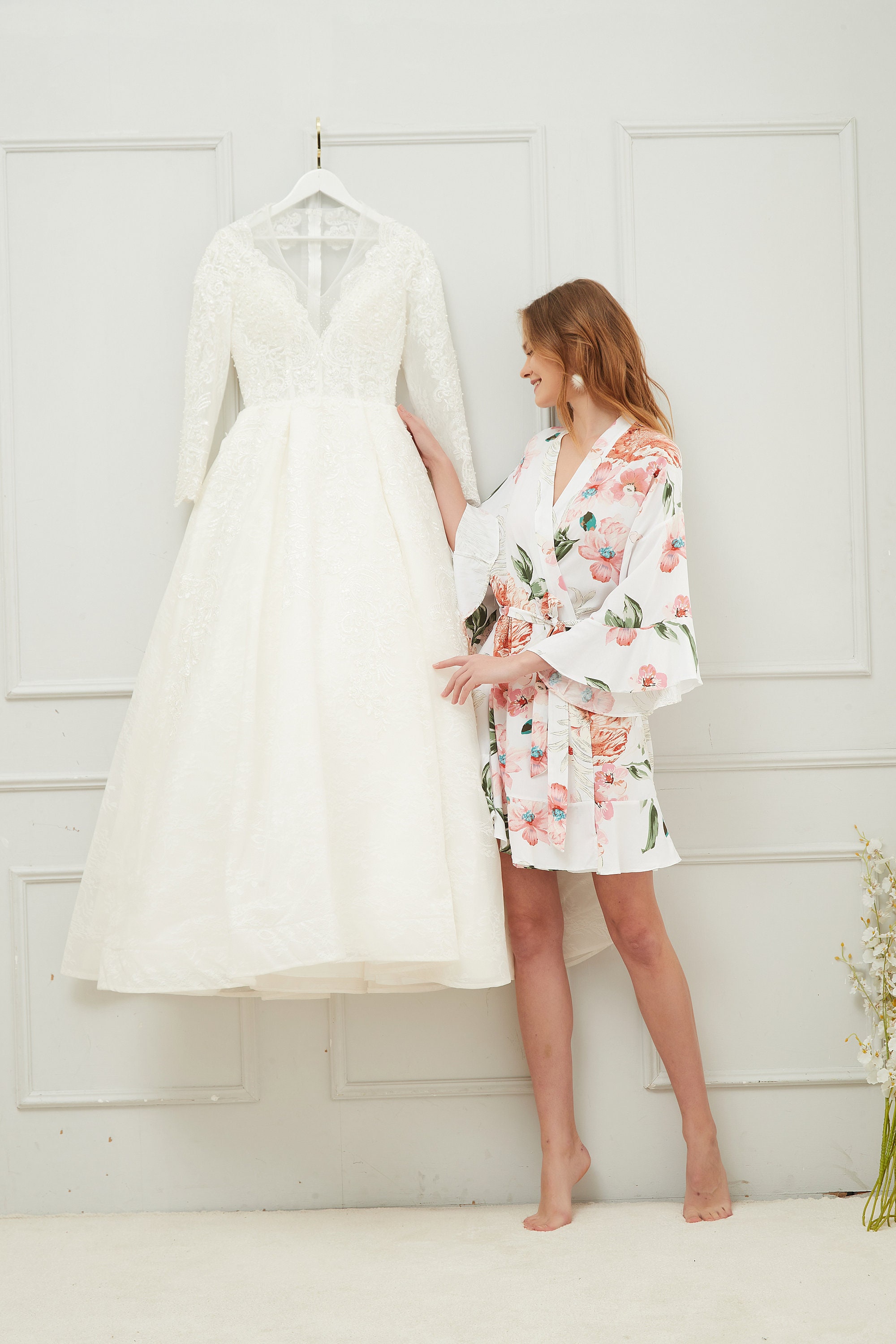 Floral Robe Bridesmaid Robe Cotton Robe Bridal Robe - Etsy UK