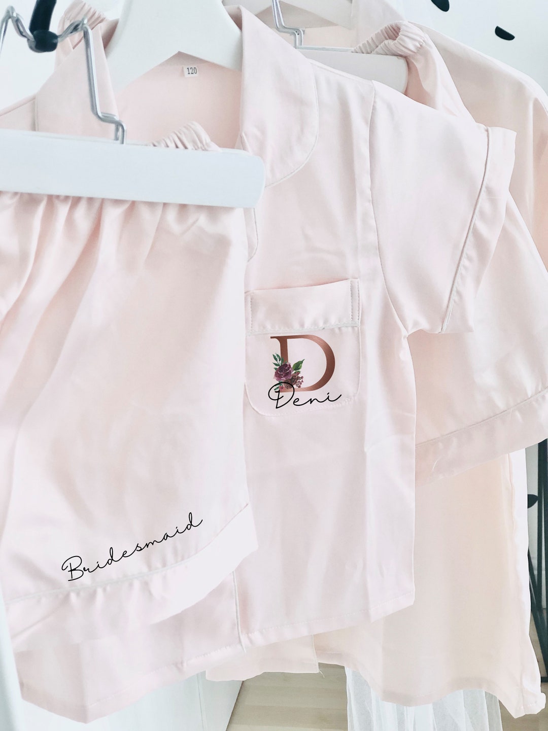 Rose Gold, Initials Satin Pyjamas, Bridal Pyjamas, Personalised Pjs ...