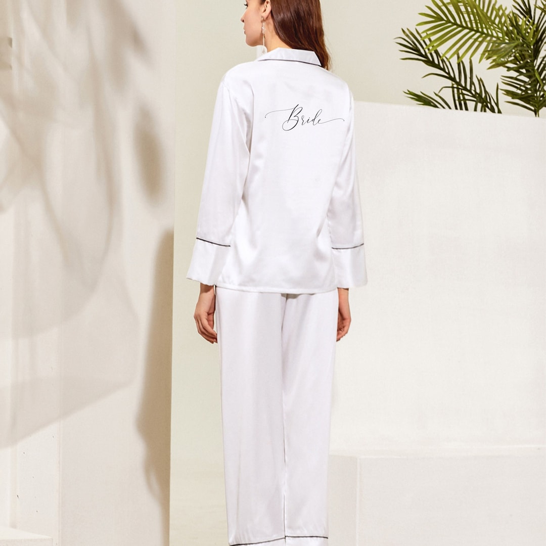 Satin Pyjamas, Long Sleeve and Long Pants, Satin Pyjamas, Personalised ...